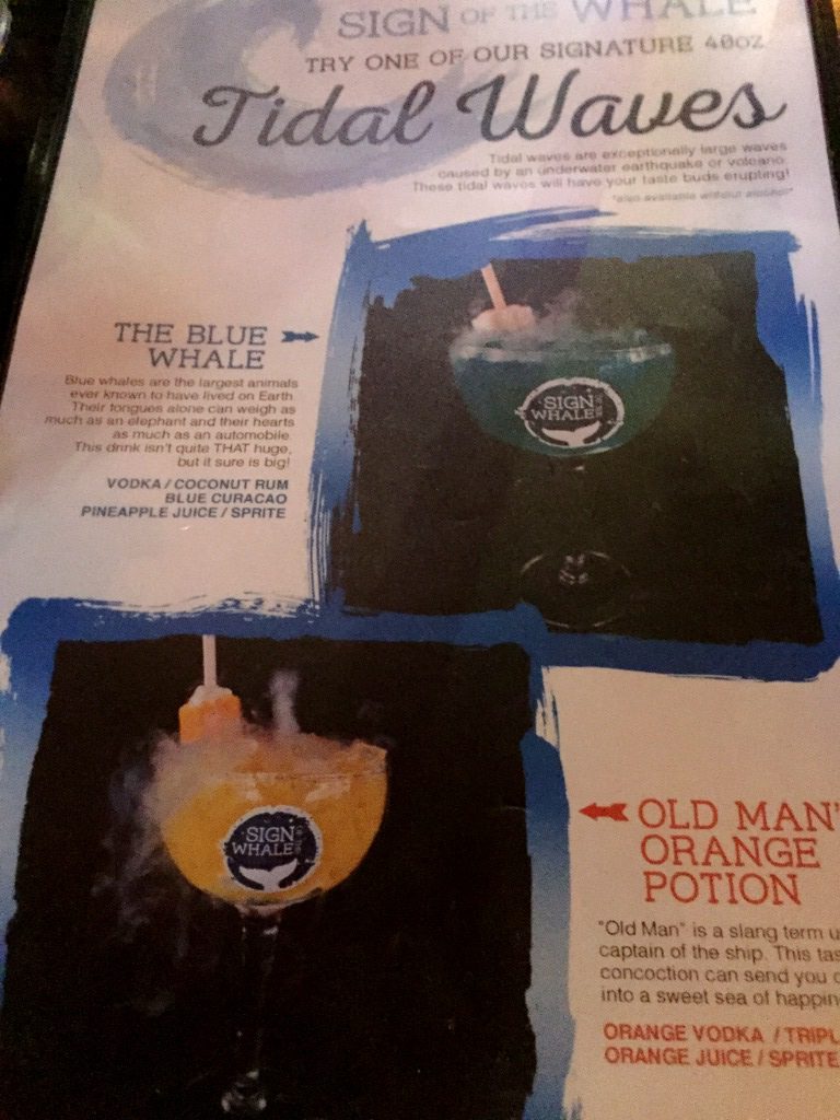 Signf of the Whale Tidal Wave menu | Talk-A-Vino
