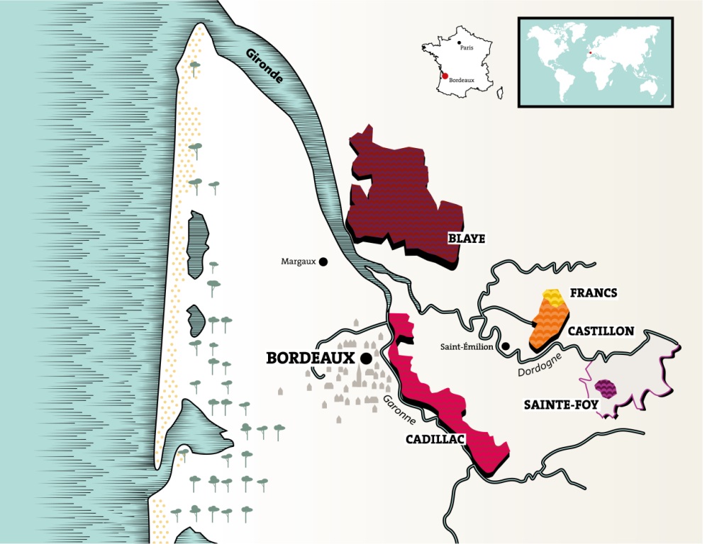 Cotes de Bordeaux map | Talk-A-Vino