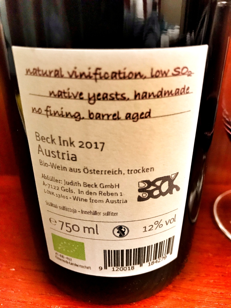 Beck Ink back label | Talk-A-Vino